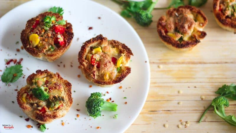 Baked Italian Cheese Veg Tokri - Bread Pizza Recipe