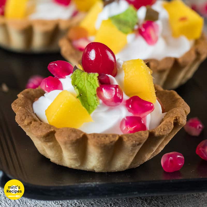 Cream & Fruit Tarts Recipe | Party Desserts - Mints Recipes