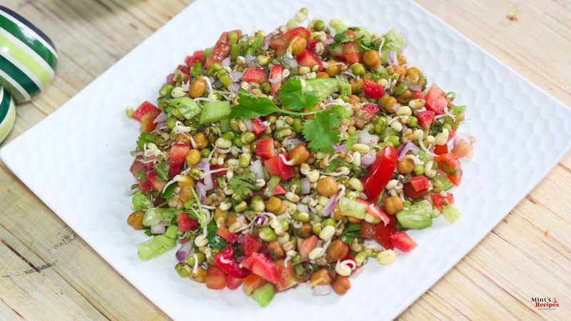 Healthy Mixed Sprouts Vegetable Salad - Mints Recipes
